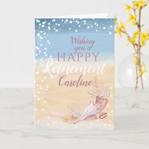 Retirement Beach Coastal Seashell Card | Zazzle