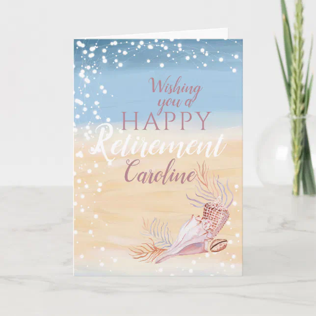 Retirement Beach Coastal Seashell Card | Zazzle