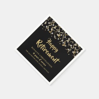 Retirement Black Gold Confetti Streamers Napkins | Zazzle