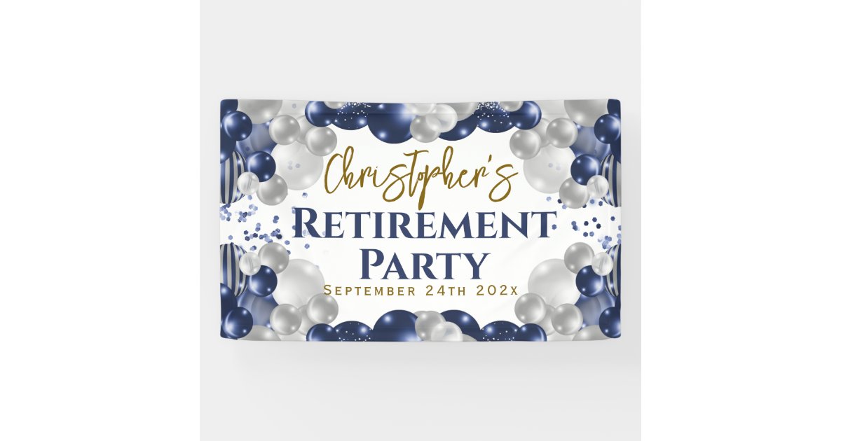 Retirement Blue Balloons Party Welcome Banner | Zazzle