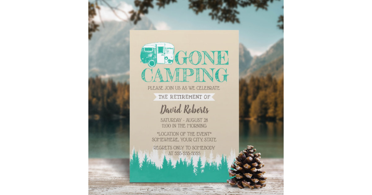 Retirement Camping Trailer Happy Camper Invitation | Zazzle