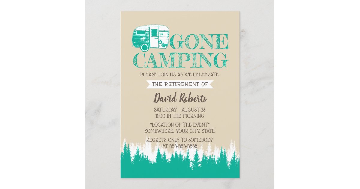Retirement Camping Trailer Happy Camper Invitation | Zazzle.com