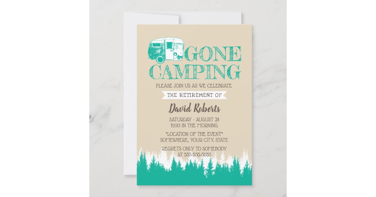 Retirement Camping Trailer Happy Camper Invitation | Zazzle