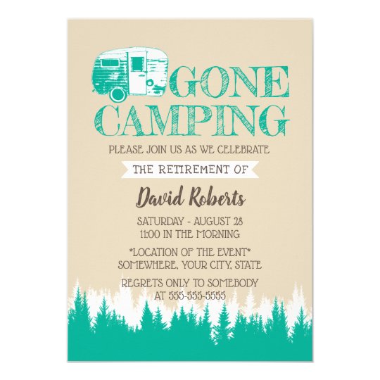 Retirement Camping Trailer Happy Camper Invitation | Zazzle.com