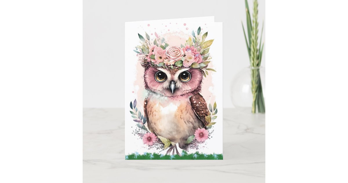Retirement Card for Female with Owl | Zazzle