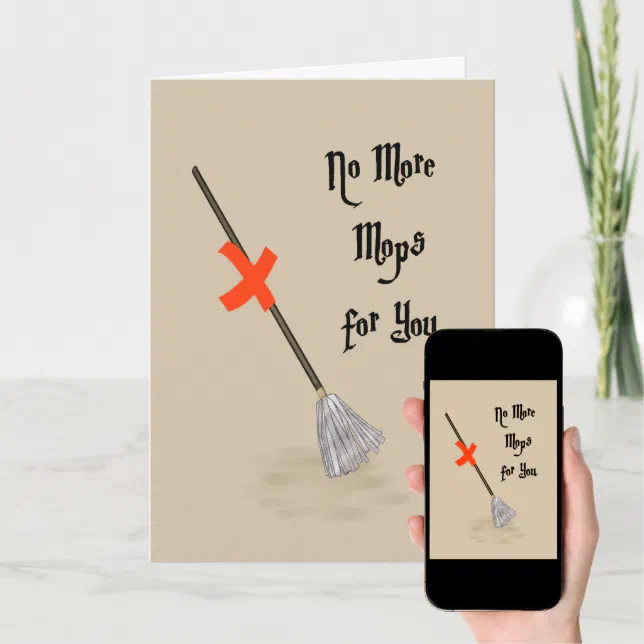 Retirement Card for Janitor with Mop | Zazzle