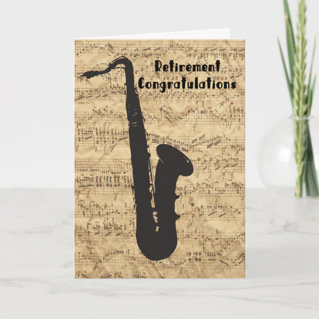 Retirement Card for Musician Notes and Sax | Zazzle