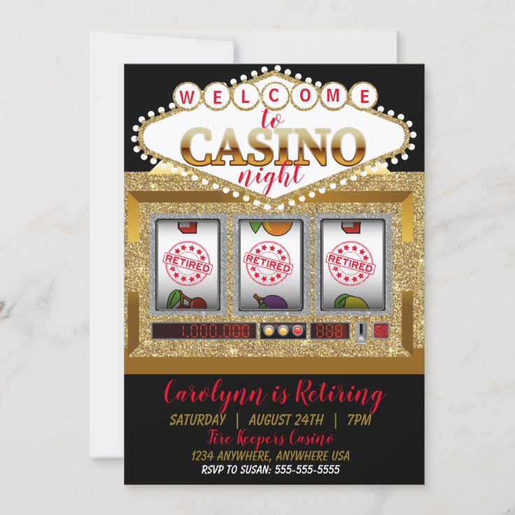 Retirement casino slots machine las Vegas Invitation | Zazzle
