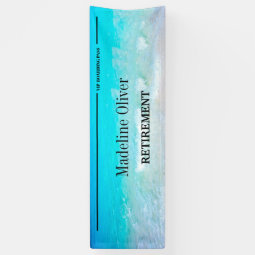 Retirement Celebration Blue Beach Boarding Pass Banner | Zazzle