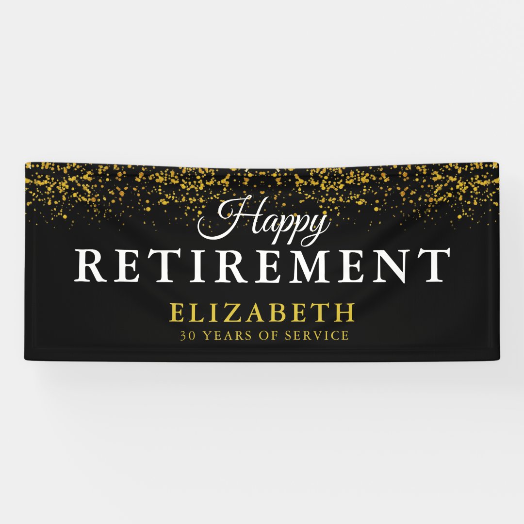 Retirement Celebration Party Gold Glitter Banner | Zazzle
