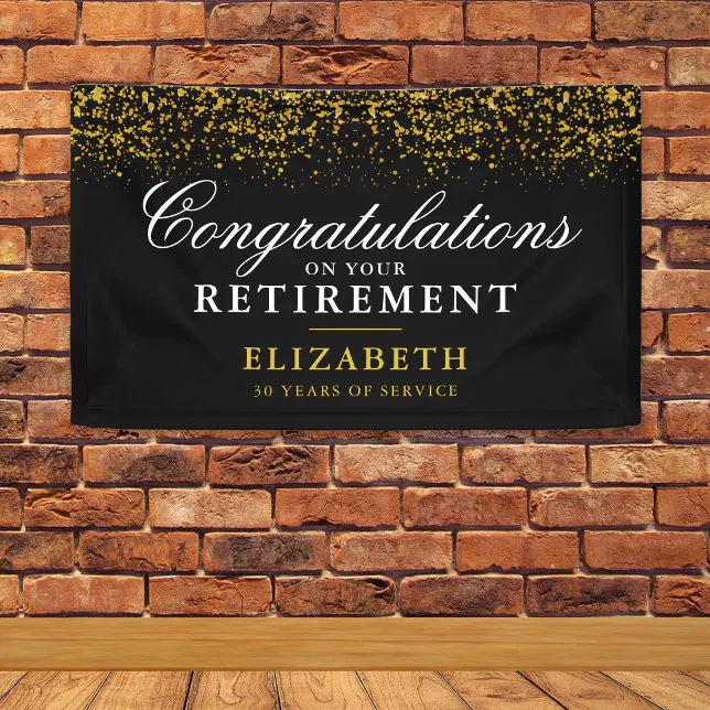 Retirement Celebration Party Gold Glitter Banner | Zazzle
