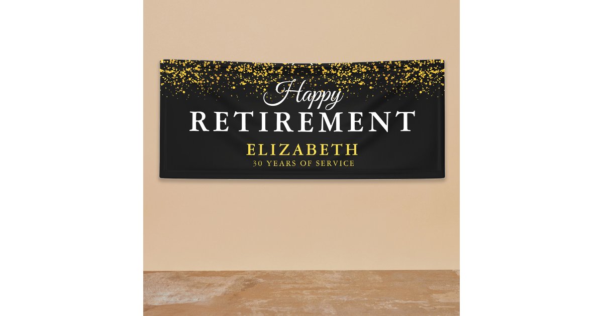 Retirement Celebration Party Gold Glitter Banner | Zazzle