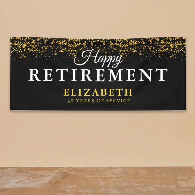 Retirement Celebration Party Gold Glitter Banner | Zazzle