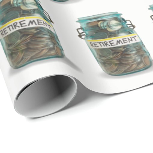 retirement coins in mason jar wrapping paper | Zazzle