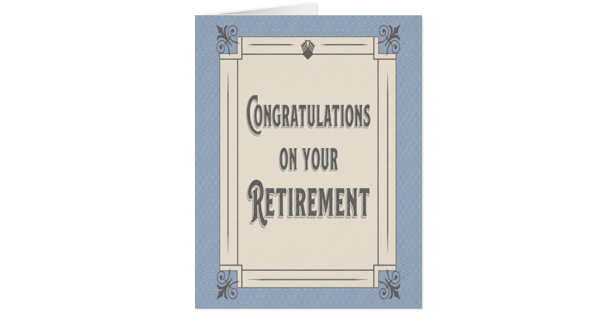 Retirement Congratulations Blue Art Deco | Zazzle