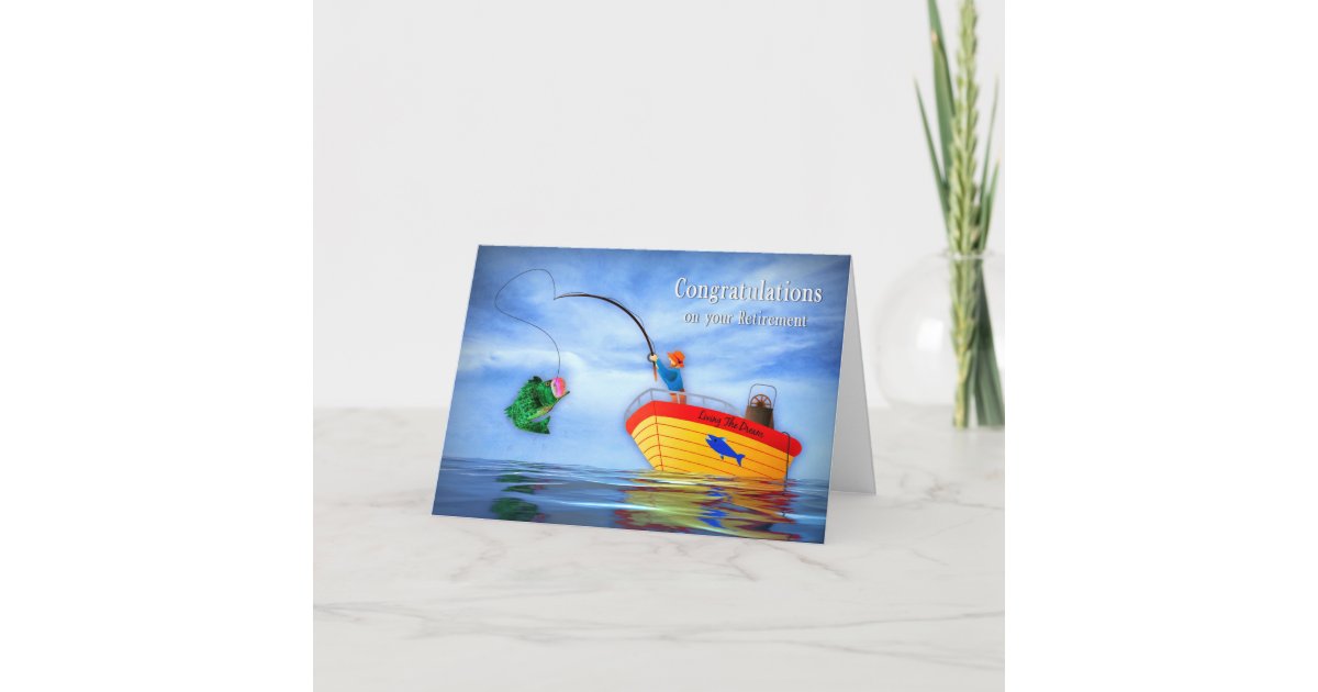 Retirement Congratulations Chilling & Fishing Card | Zazzle