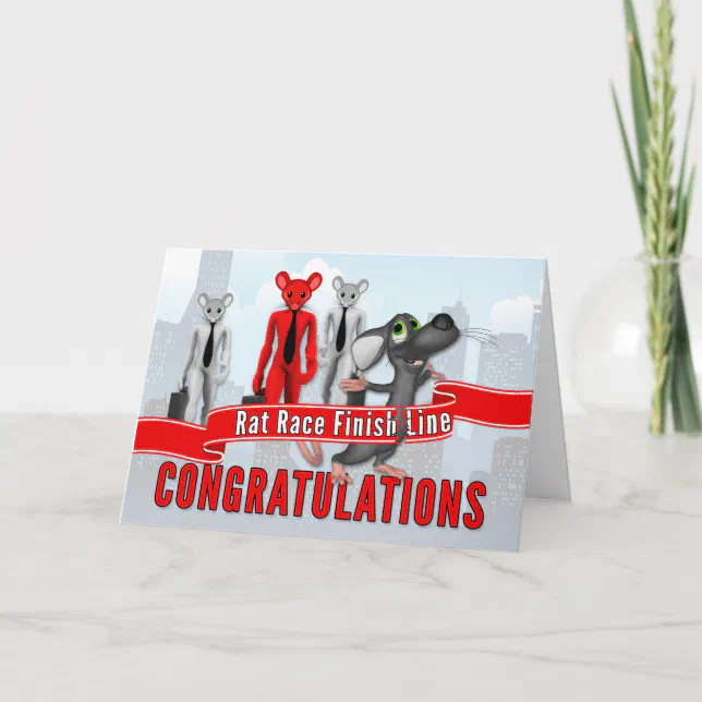 Retirement Congratulations Funny Rat Race Theme Card | Zazzle