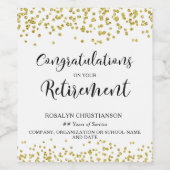 Retirement Congratulations Gold Confetti Wine Label | Zazzle
