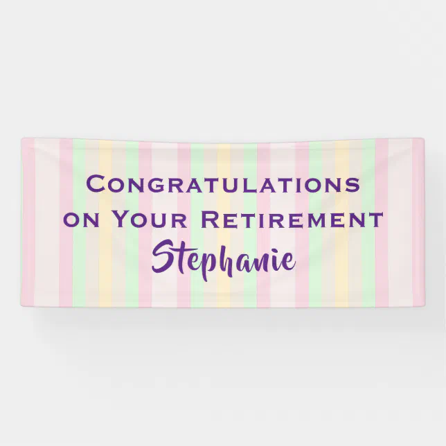 Retirement Congratulations Pastel Stripe Jumbo Banner | Zazzle