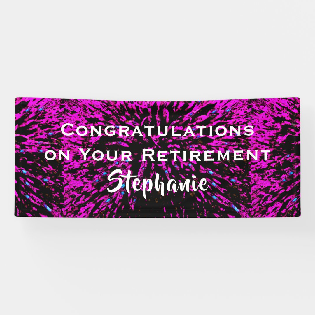 Retirement Congratulations Pink and Black Floral Banner | Zazzle