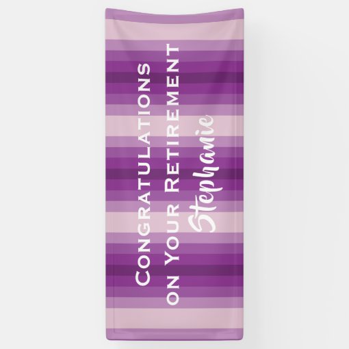 Retirement Congratulations Purple Stripe Jumbo Banner | Zazzle
