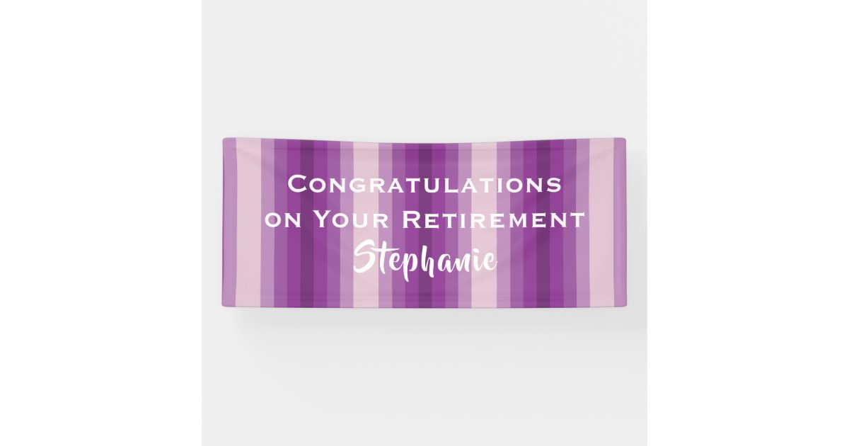 Retirement Congratulations Purple Stripe Jumbo Banner | Zazzle