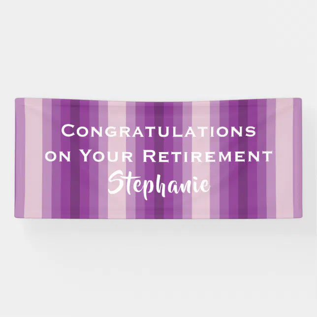 Retirement Congratulations Purple Stripe Jumbo Banner | Zazzle