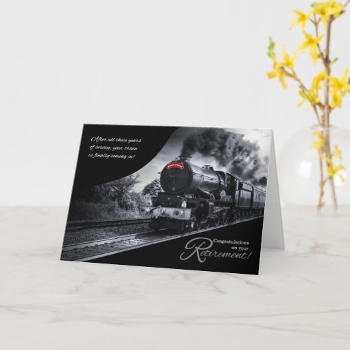 Retirement Congratulations Railroad Train Theme Card | Zazzle