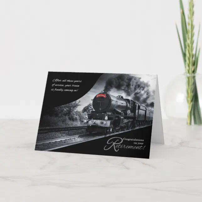 Retirement Congratulations Railroad Train Theme Card | Zazzle