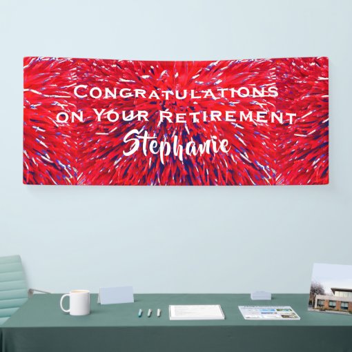 Retirement Congratulations Red White Blue Floral Banner | Zazzle