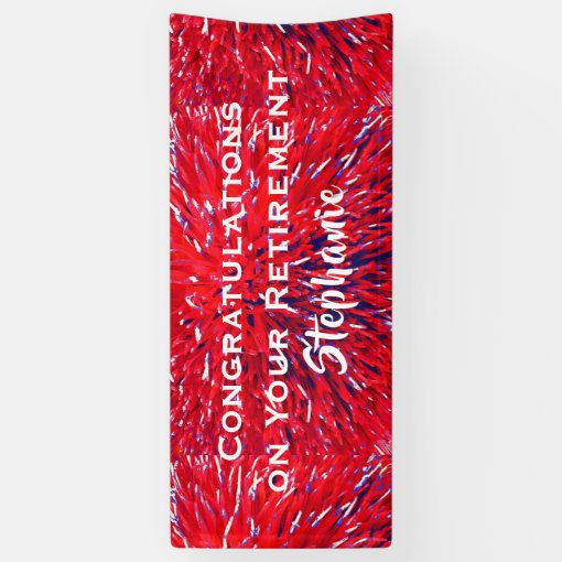 Retirement Congratulations Red White Blue Floral Banner | Zazzle