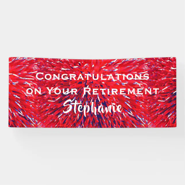 Retirement Congratulations Red White Blue Floral Banner | Zazzle
