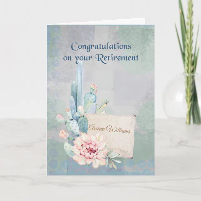 Retirement Congratulations Watercolor Cactus Card | Zazzle
