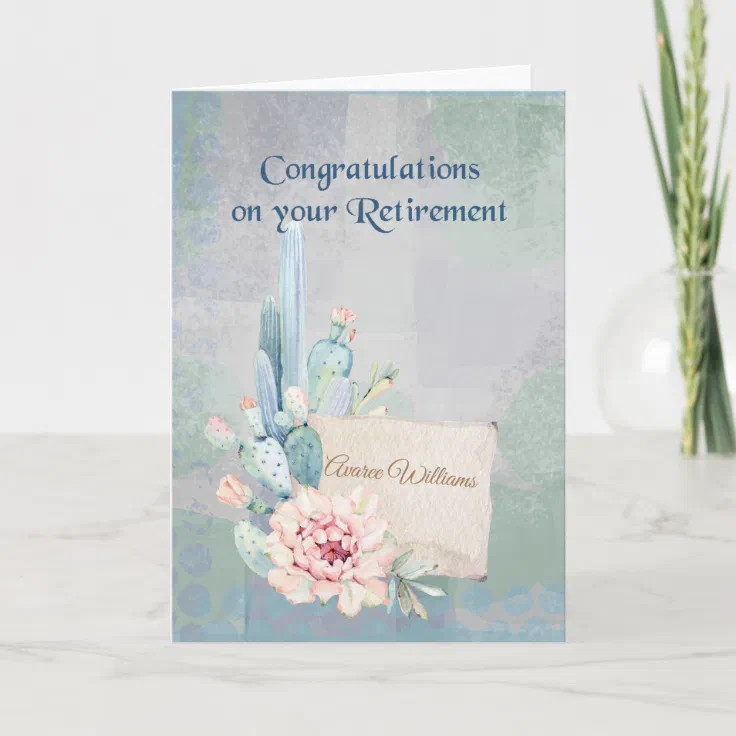 Retirement Congratulations Watercolor Cactus Card | Zazzle