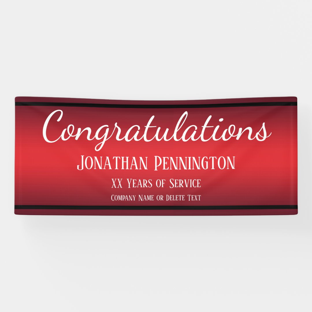 Retirement Congratulations Years of Service Red Banner | Zazzle