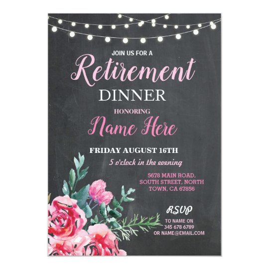 Retirement Dinner Party Women's Flower Pink Invite | Zazzle.com