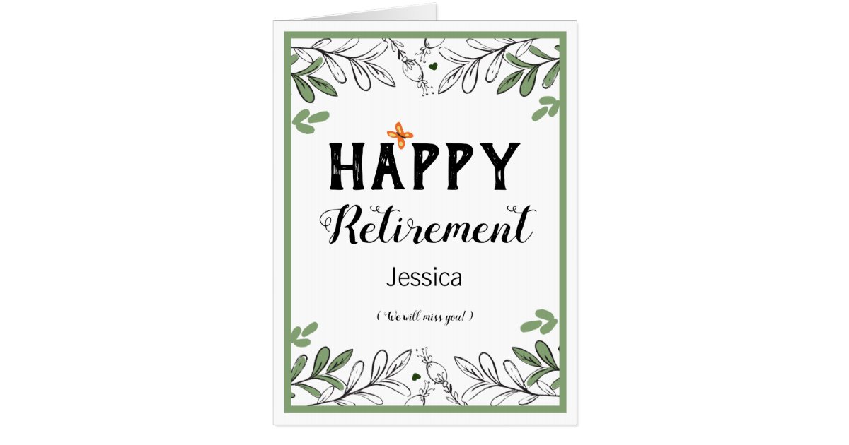 Retirement Fancy Script and Floral Card | Zazzle