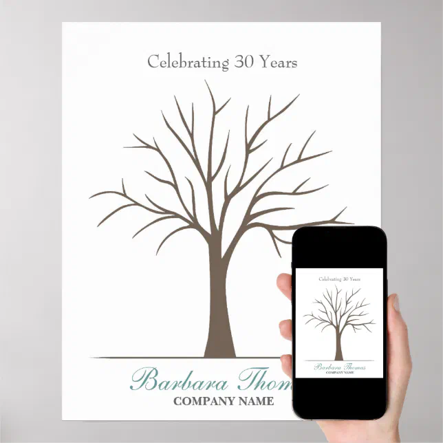 Retirement Fingerprint Tree Poster | Zazzle