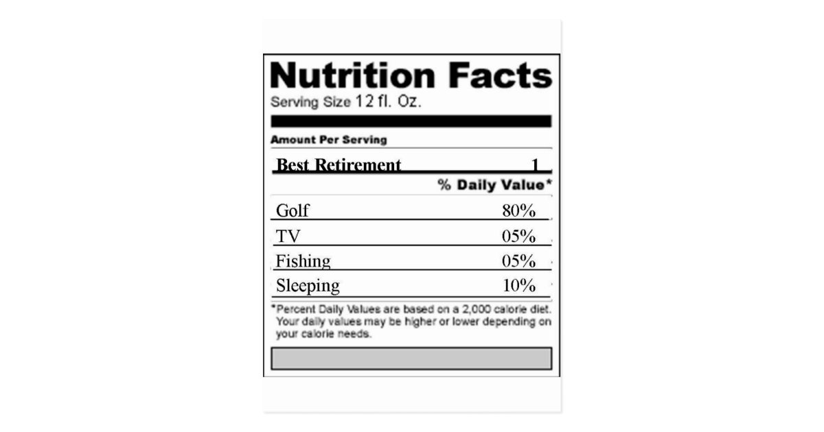 Retirement Funny Nutrition label Postcard | Zazzle.com