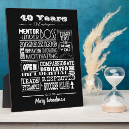 retirement gift for boss, employee, long service plaque | Zazzle