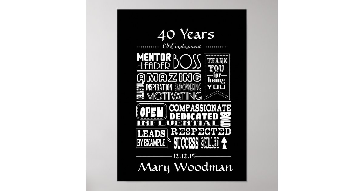 Retirement gift for Boss long service award Poster | Zazzle