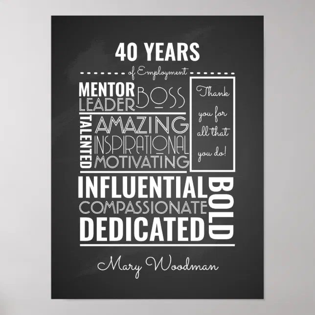 Retirement gift for Boss long service award Poster | Zazzle