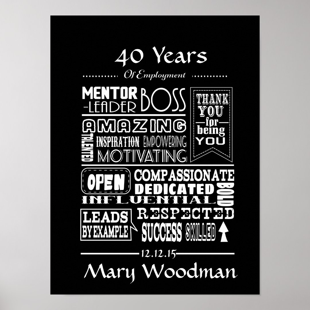 Retirement gift for Boss long service award Poster | Zazzle