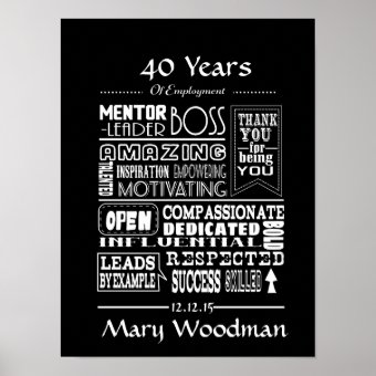Retirement gift for Boss long service award Poster | Zazzle