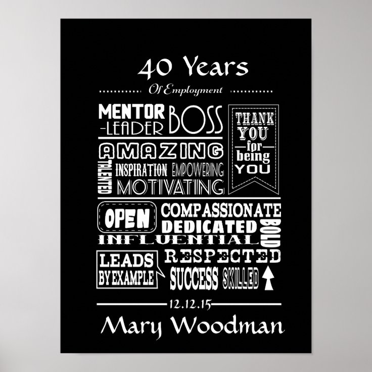 Retirement gift for Boss long service award Poster | Zazzle