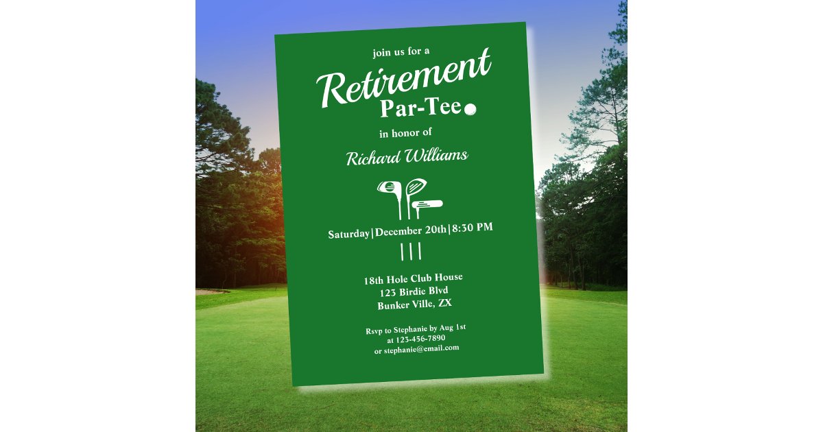 Retirement Golf Clubs Themed Par Tee Invitation | Zazzle