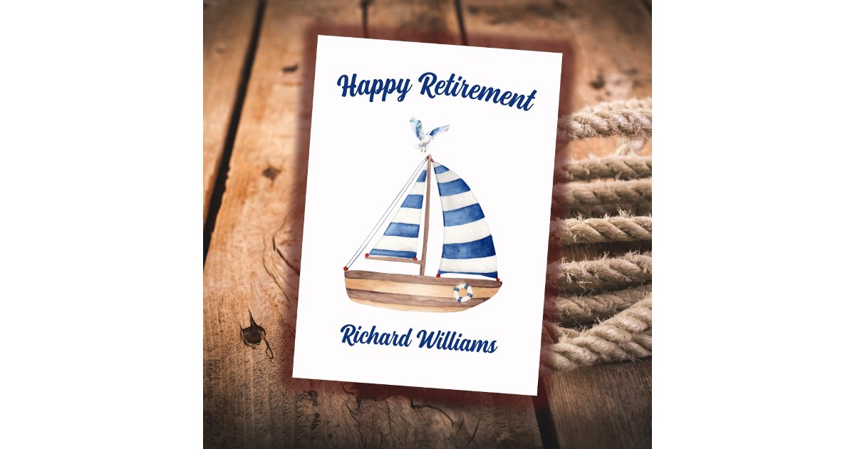 Retirement Happy Retirement Sailboat Watercolor Invitation | Zazzle