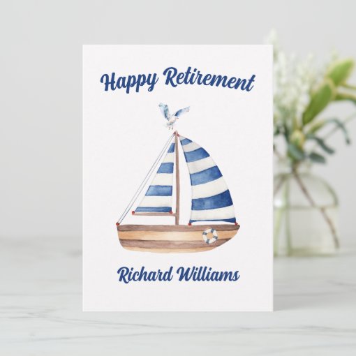 Retirement Happy Retirement Sailboat Watercolor Invitation | Zazzle