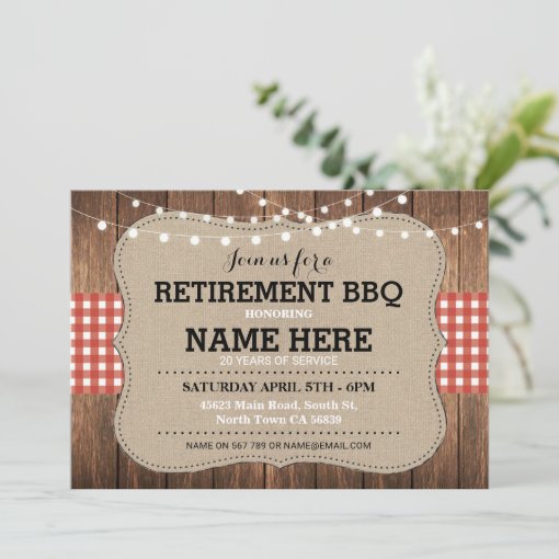 Retirement Invitation BBQ Retired Party Red Invite | Zazzle
