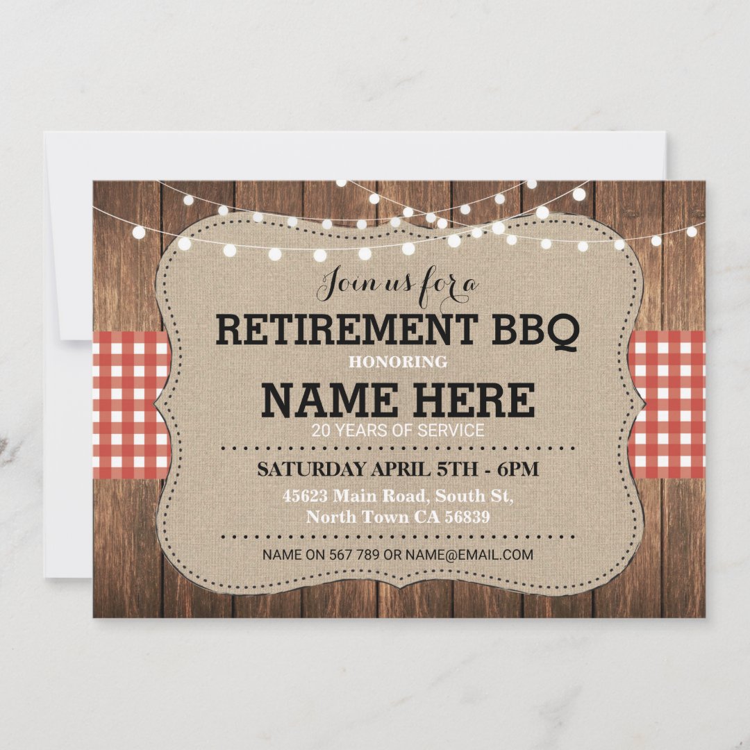 Retirement Invitation BBQ Retired Party Red Invite | Zazzle